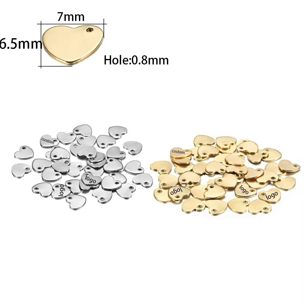 Сердечки подвески 6.5x7mm, 30шт, Золото