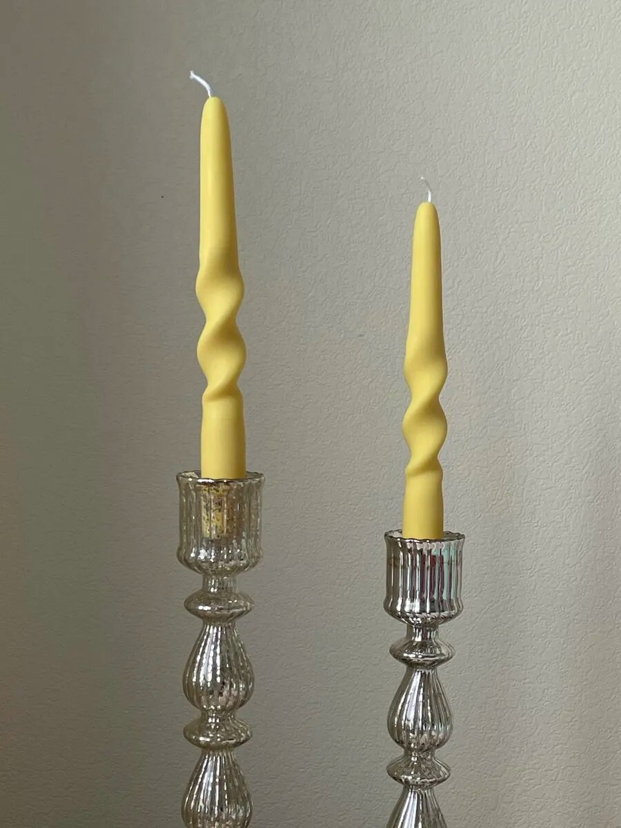 Свеча "HOME DECO", витая, желтая, подарочная упаковка, 3ч, 2 шт.