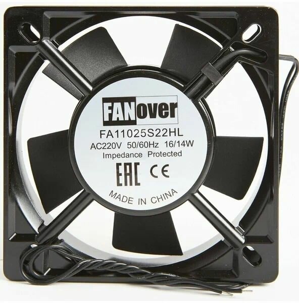 Вентилятор FANOVER FA11025S22HL 110x110x25mm AC 220V 0.07A (скольжения) с гибким отводом 320мм 2pin