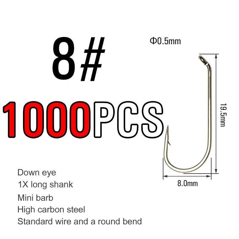ICERIO рыболовные крючки из высокоуглеродистой стали 500/1000 шт. 1000pcs Size 8