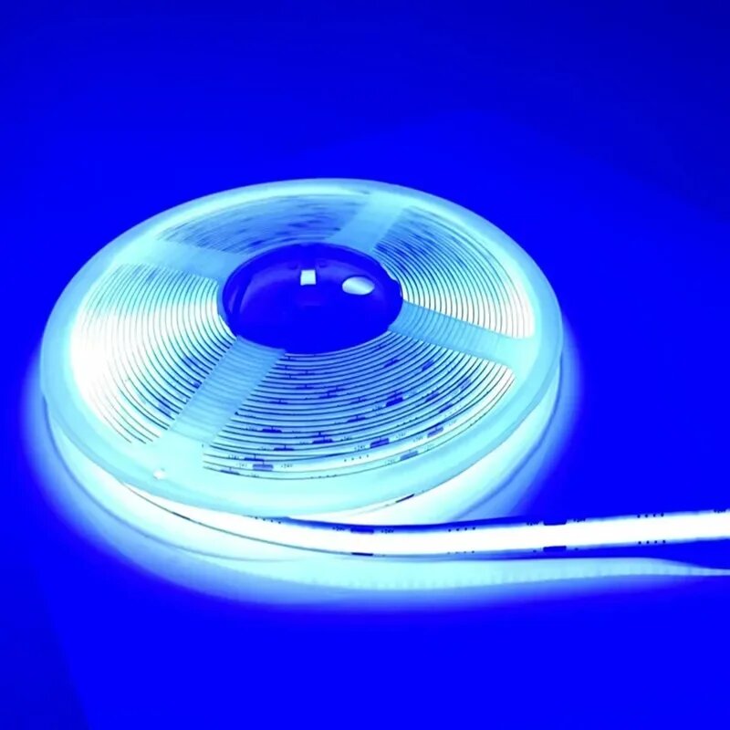 RnnTuu Светодиодная лента COB гибкая 320 светодиодов/м теплый белый Голубой, blue, 12V-2Pin wire, 5м