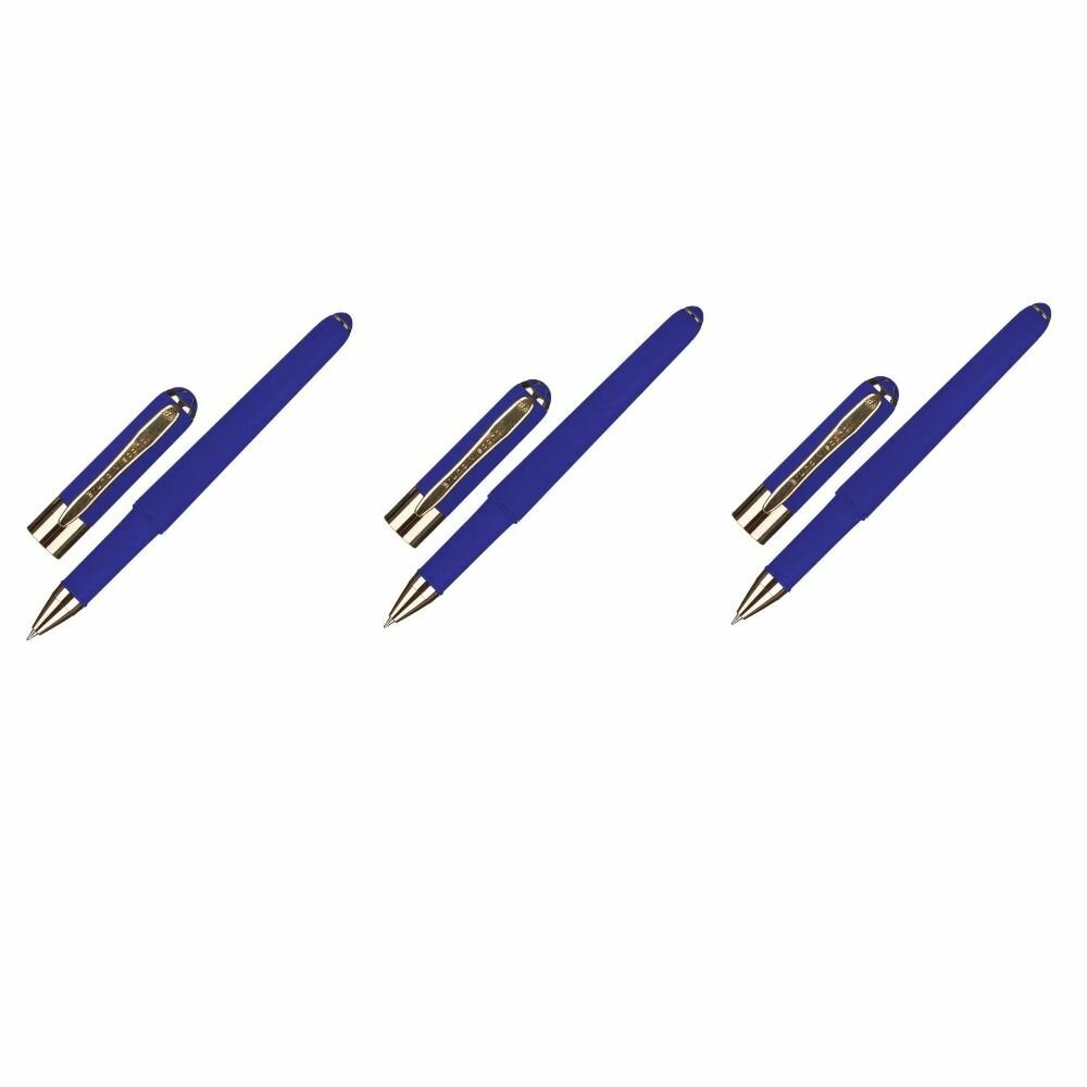 Bruno Visconti Ручка шариковая неавтоматическая Monaco сине-фиолетовый корпус, синяя, манжетка, 0,5 мм, 3 шт