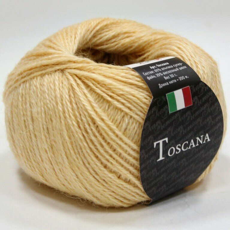 Пряжа Toscana Seam цвет 07 ванильно-желтый, 10шт*(200м/50г), 65% альпака суперфайн 35% вискозный шелк