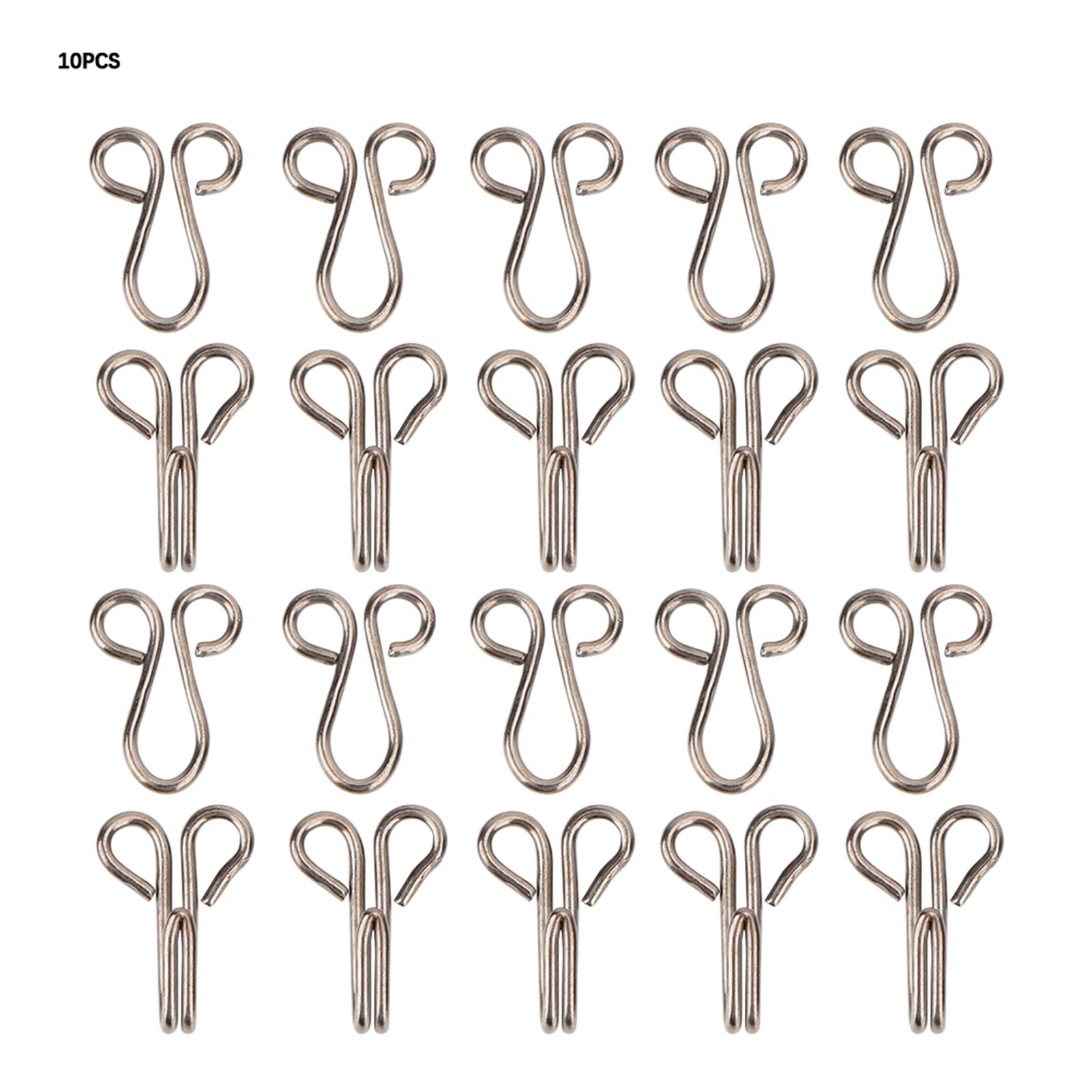 10 застежек-крючков для меховой шубы, пришиваемых поверх нижнего белья (черные)