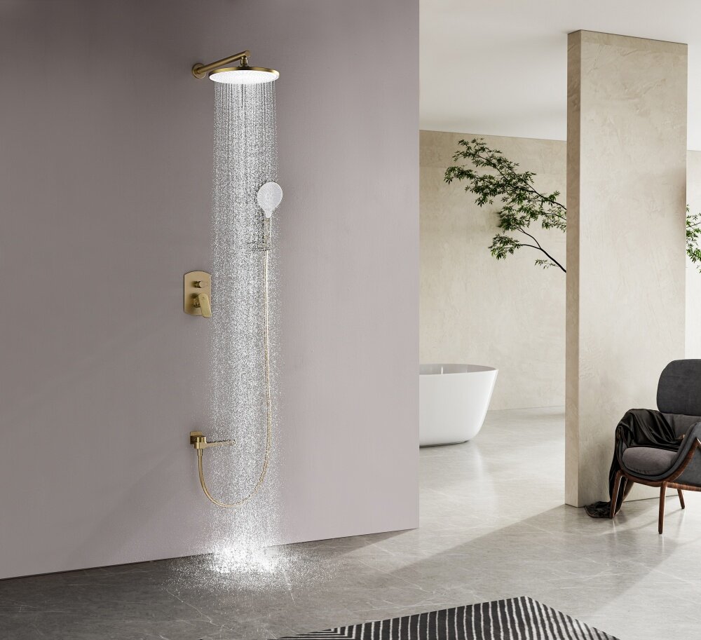 Душевая система встраиваемый для душа с тремя выходами Ganzer GZ06165-S матовое золото