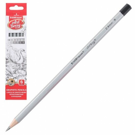 Чернографитные карандаши ArtBerry Разной степени твердости, HB, B-8B (56080)