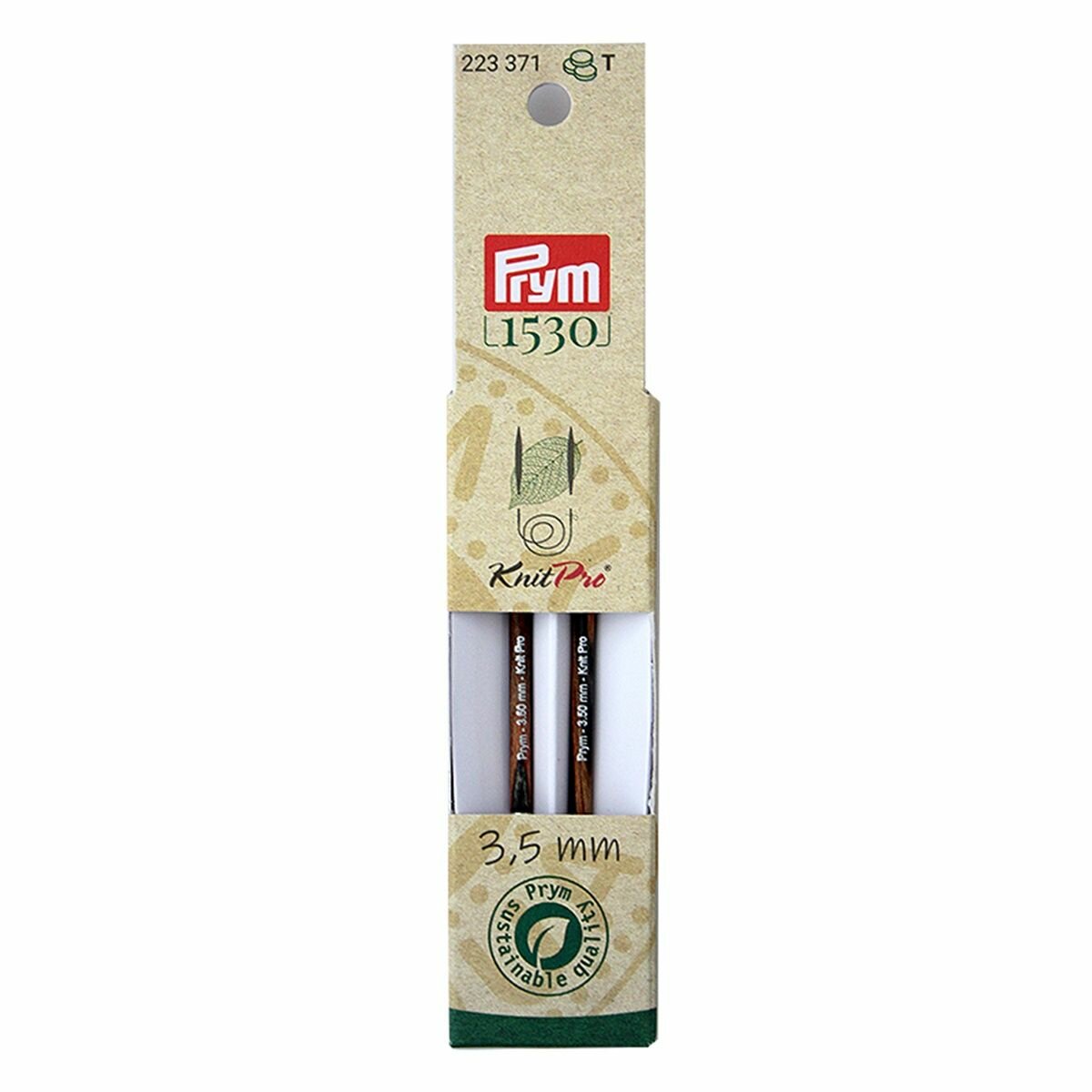 Спицы PRYM "Natural" съемные, короткие, береза, диаметр 3,5 мм, 8,7 см, 2 шт (223371)
