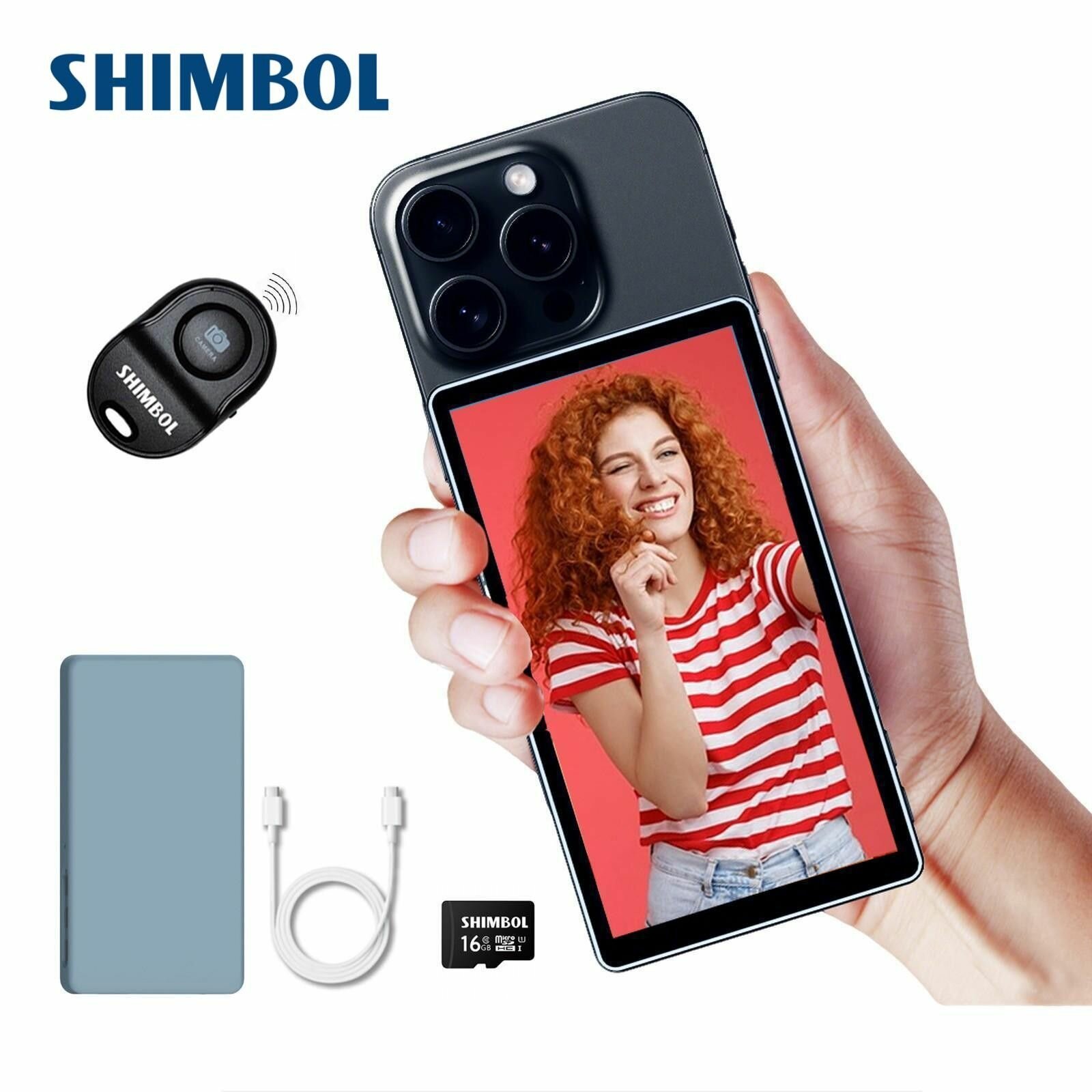 Shimbol CP5 5-дюймовый монитор для селфи-видеоблога с магнитным силиконовым чехлом, темно-синий, для iPhone Android