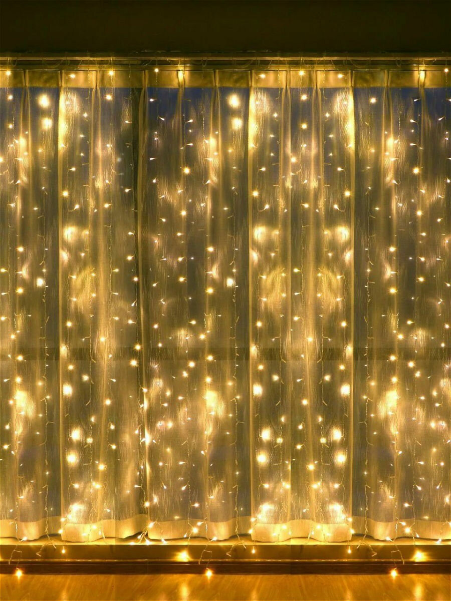 Гирлянда "водопад" белая теплая, размер 3*3 метра, 480L ламп (коробка)