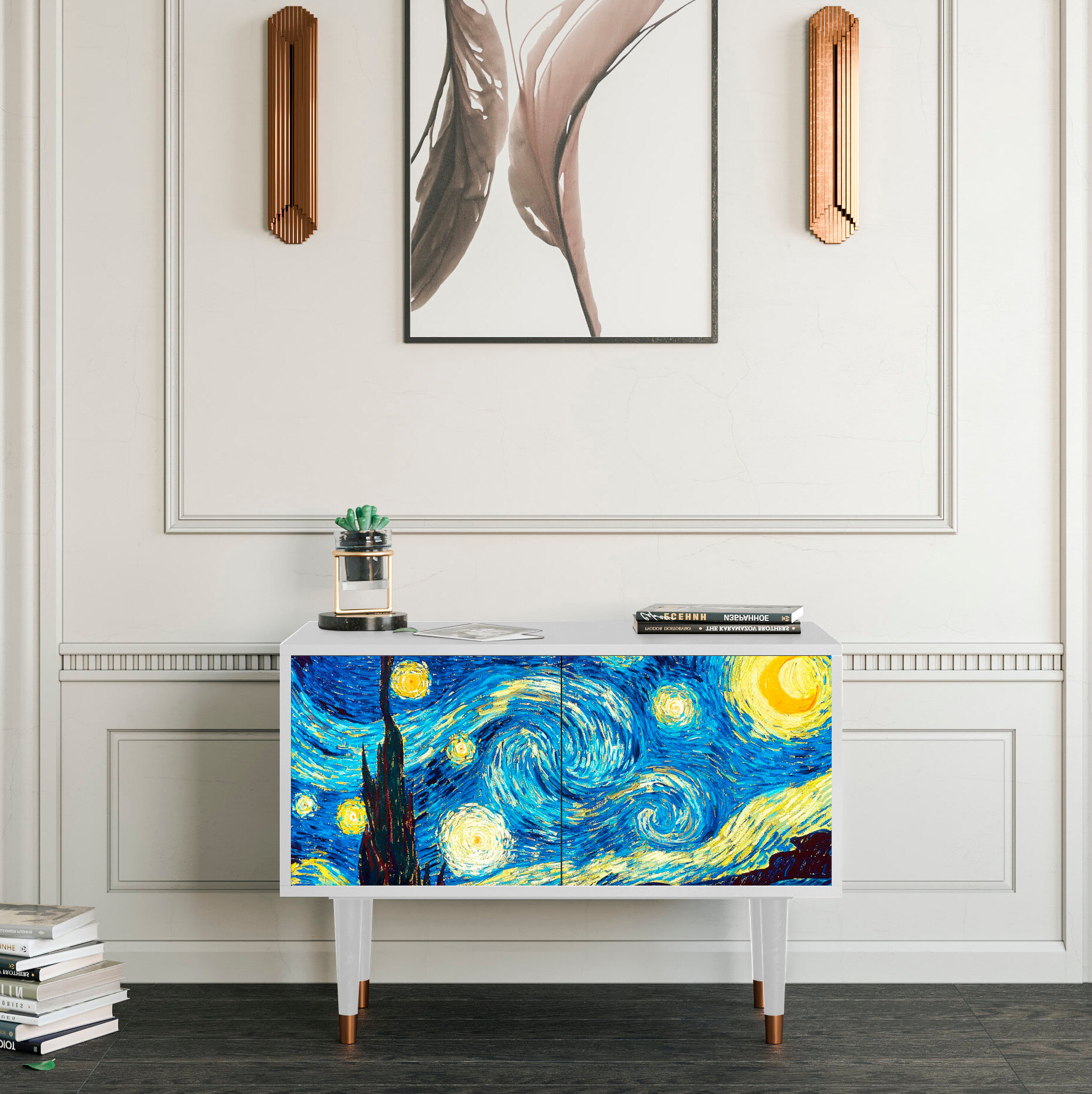 Комод - STORYZ - S1 The Starry Night by Vincent van Gogh , Размер - 94 x 69 x 48 см, Цвет корпуса - , Белый