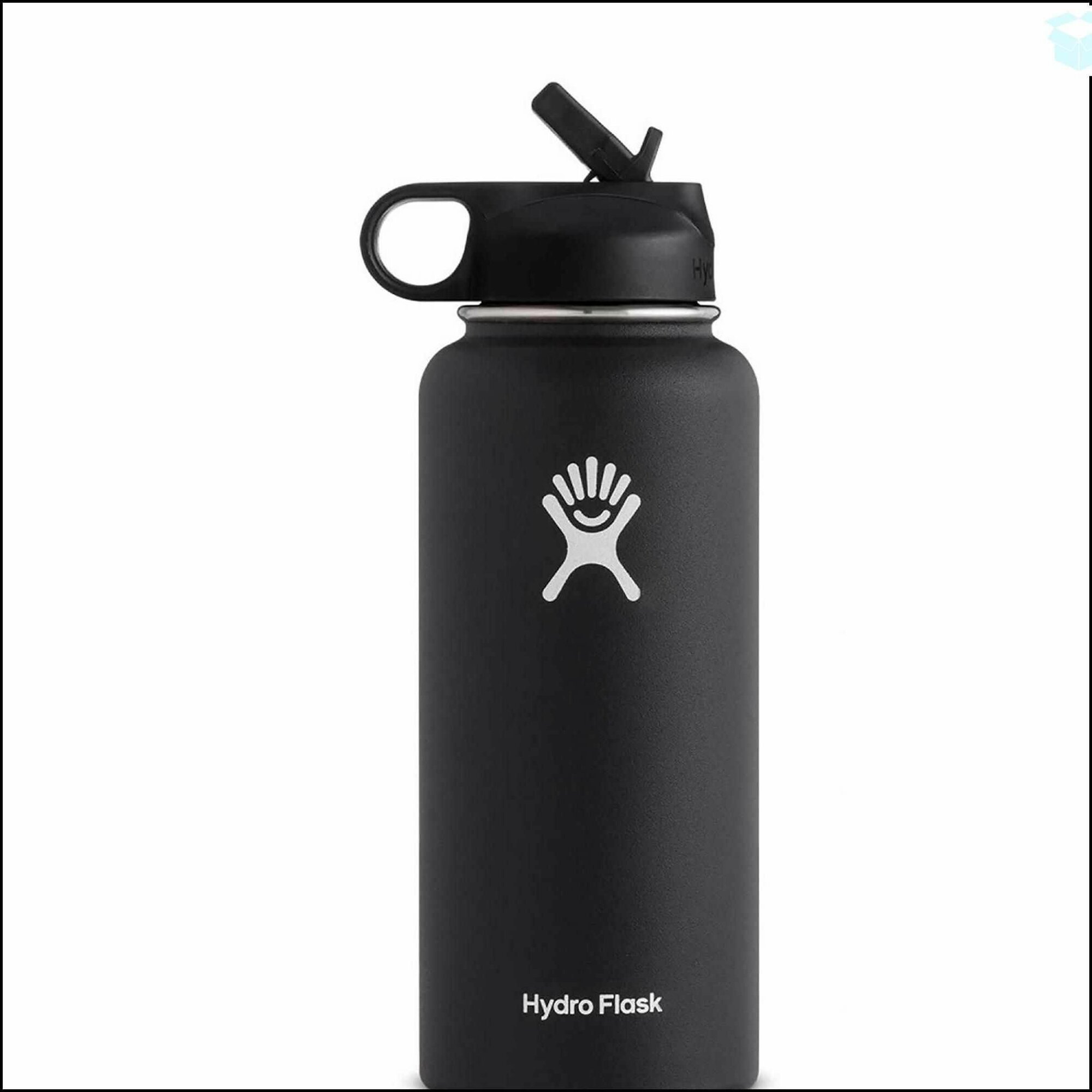 Hydro Flask 32Oz Бутылка для воды из нержавеющей стали с вакуумной изоляцией и соломенной крышкой - черный