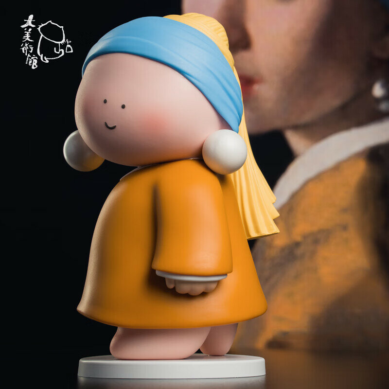 Damei Art Museum, Famous Artists Figurine, Trendy Toy, Birthday Gift for Girls, Pearl Earrings-Wearing Girl, 12cm