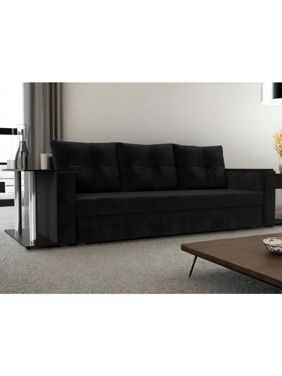 Раскладной прямой диван Атланта Лайт со столом слева