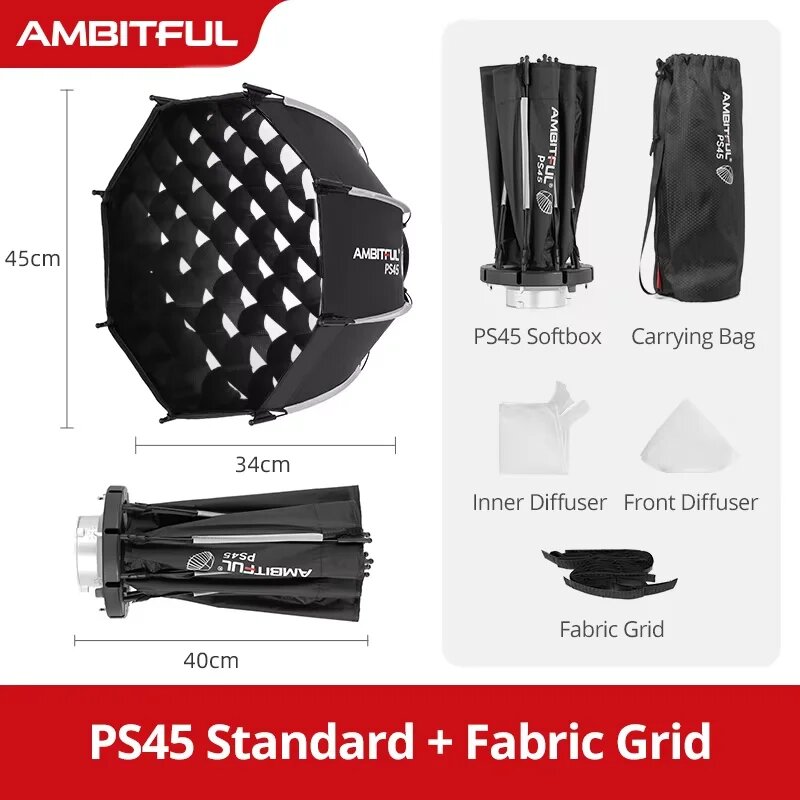 AMBITFUL PS45 Softbox 45см с Fabric Grid
