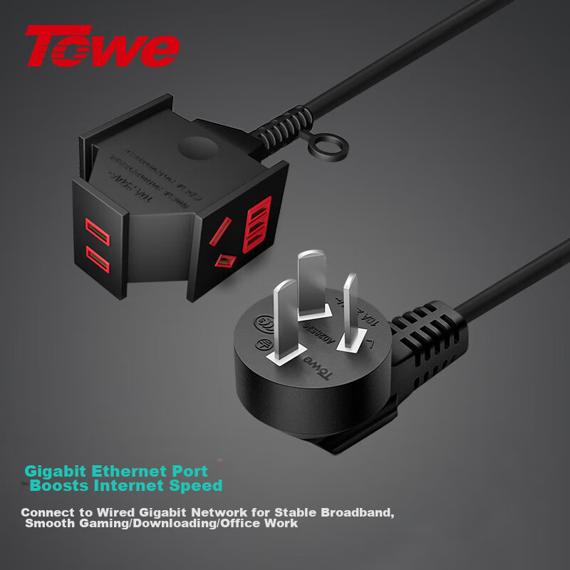 TOWE 10A Three-Prong One-To Extension Cord for Electric Vehicles, Power Strip/Extension Cord/Engineering Ground Cable, Durable And Drop-Resistant Socket, 1.5m², 20 Meters