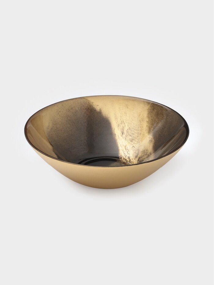 Салатник Magistro Brown Marble, 500 мл, d=16.5 см, стекло, золотистый