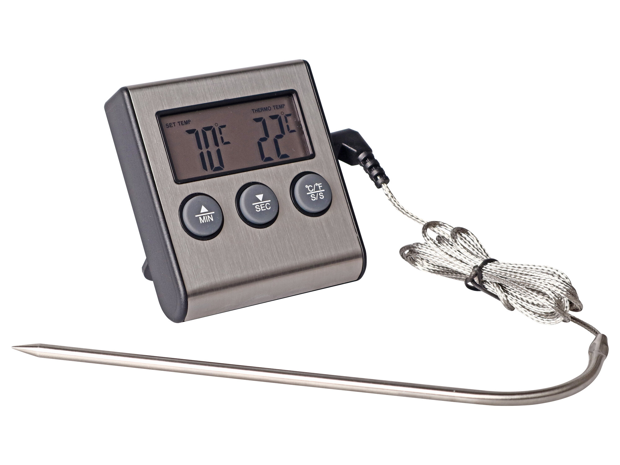 Кухонный электронный таймер-термометр с выносным щупом