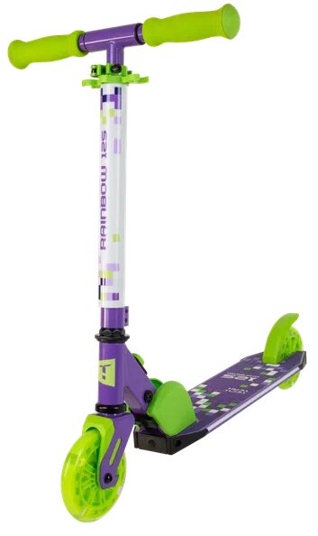 Самокат TechTeam Rainbow 125 для детей, складной, с подсветкой, фиолетово-бирюзовый 2025