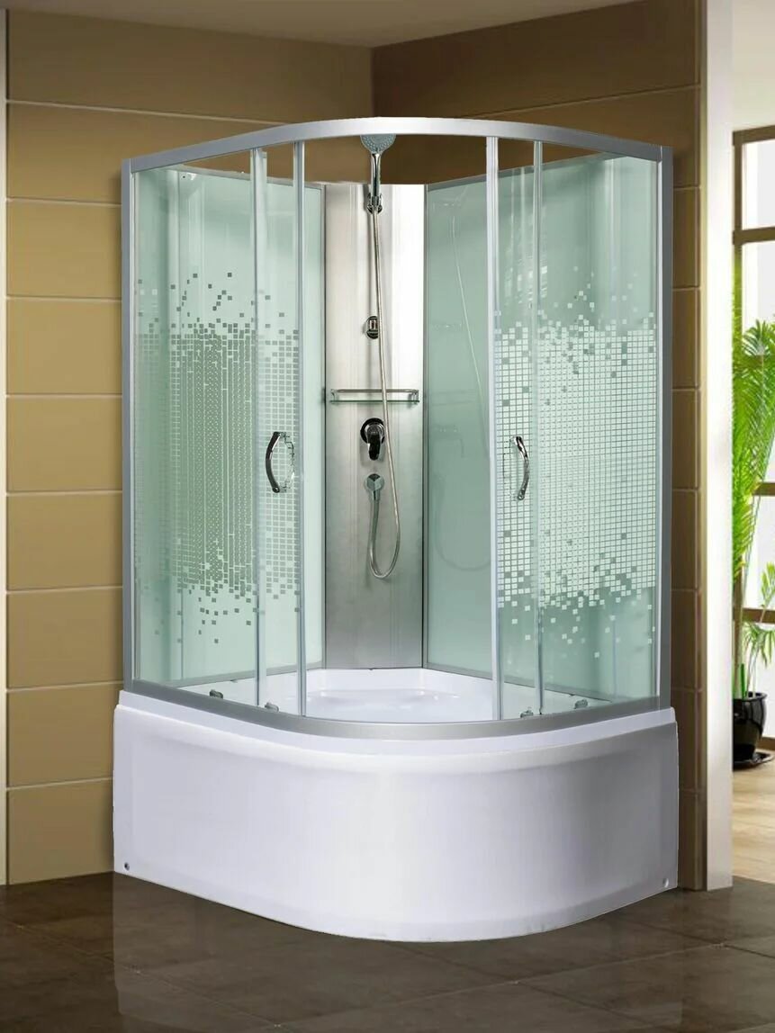 Душевая кабина без крыши мономах XL Б/К 120/90/44 МЗ L высокий поддон, асимметричная