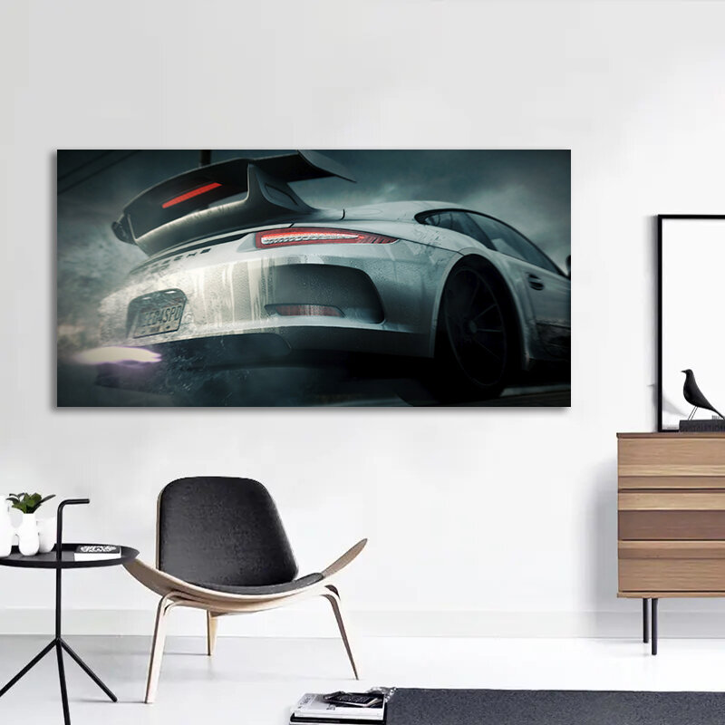 Картина авто / порш, картины на стену для интерьера / мужчине, мальчику, 40х80 см.