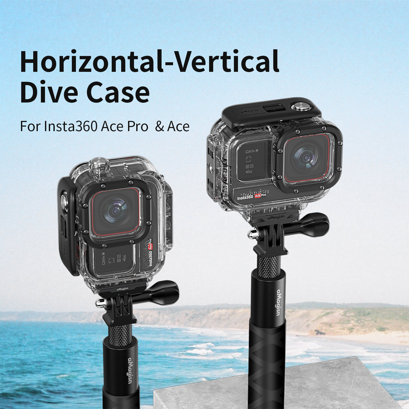 AMagisn Sports Camera Водонепроницаемый чехол для дайвинга Подводный защитный чехол для дайвинга 60M Аксессуар для фотосъемки Замена для Insta360 Ace