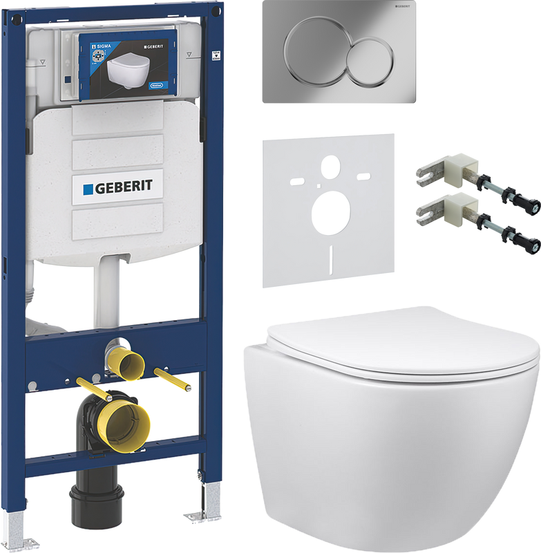 Комплект Унитаз подвесной Vincea Globo + Крепления Geberit Duofix 111.815.00.1 к стене + Звукоизоляция + Инсталляция UP 320 111.300.00.5 + Кнопка Sigma 01 115.770.21.5 хром