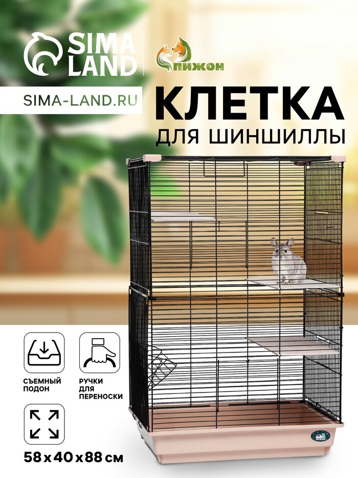 Клетка для шиншиллы «Пижон» №10, разборная, 58×40×88, бежевая
