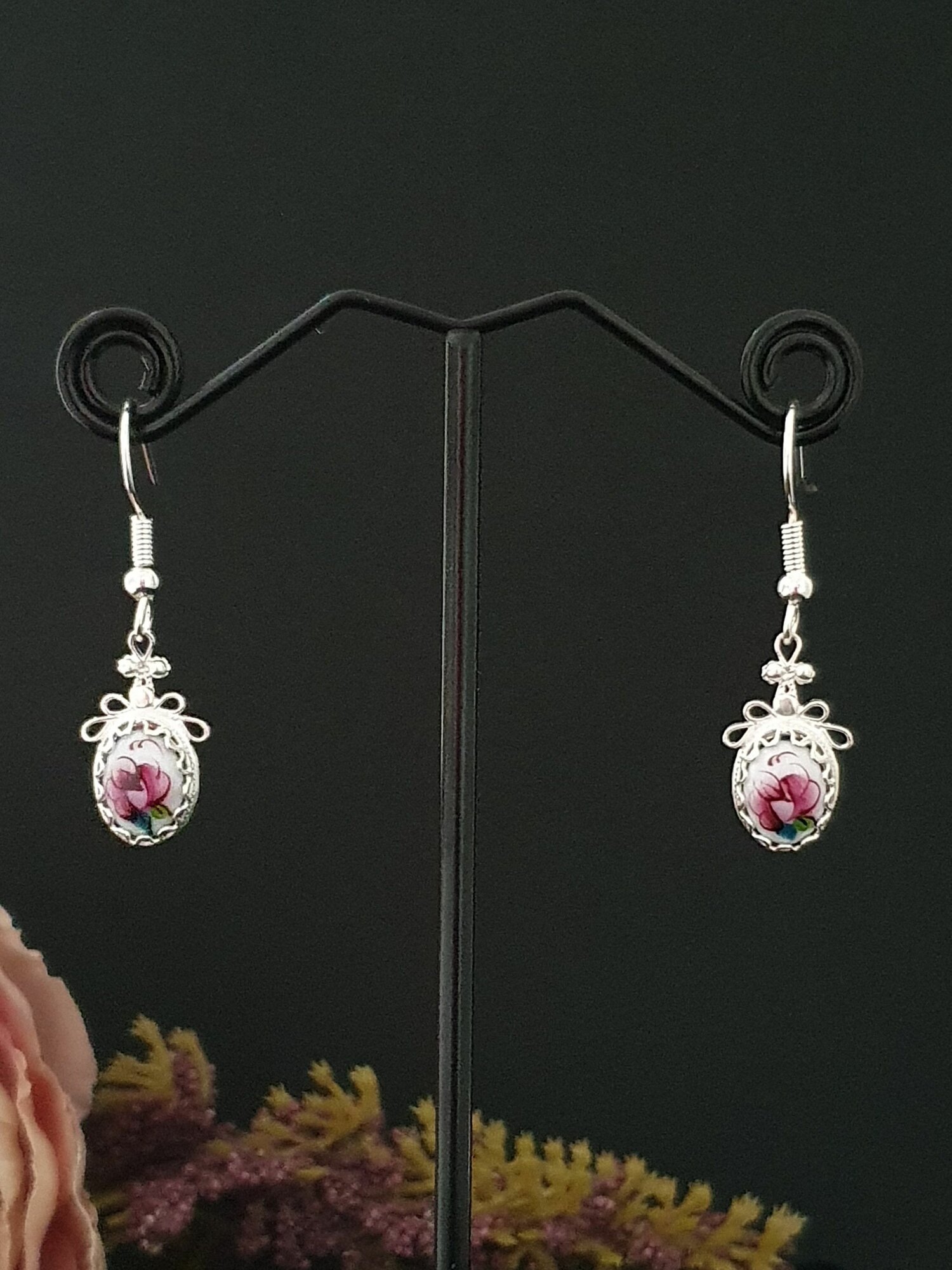 Серьги с подвесками, эмаль