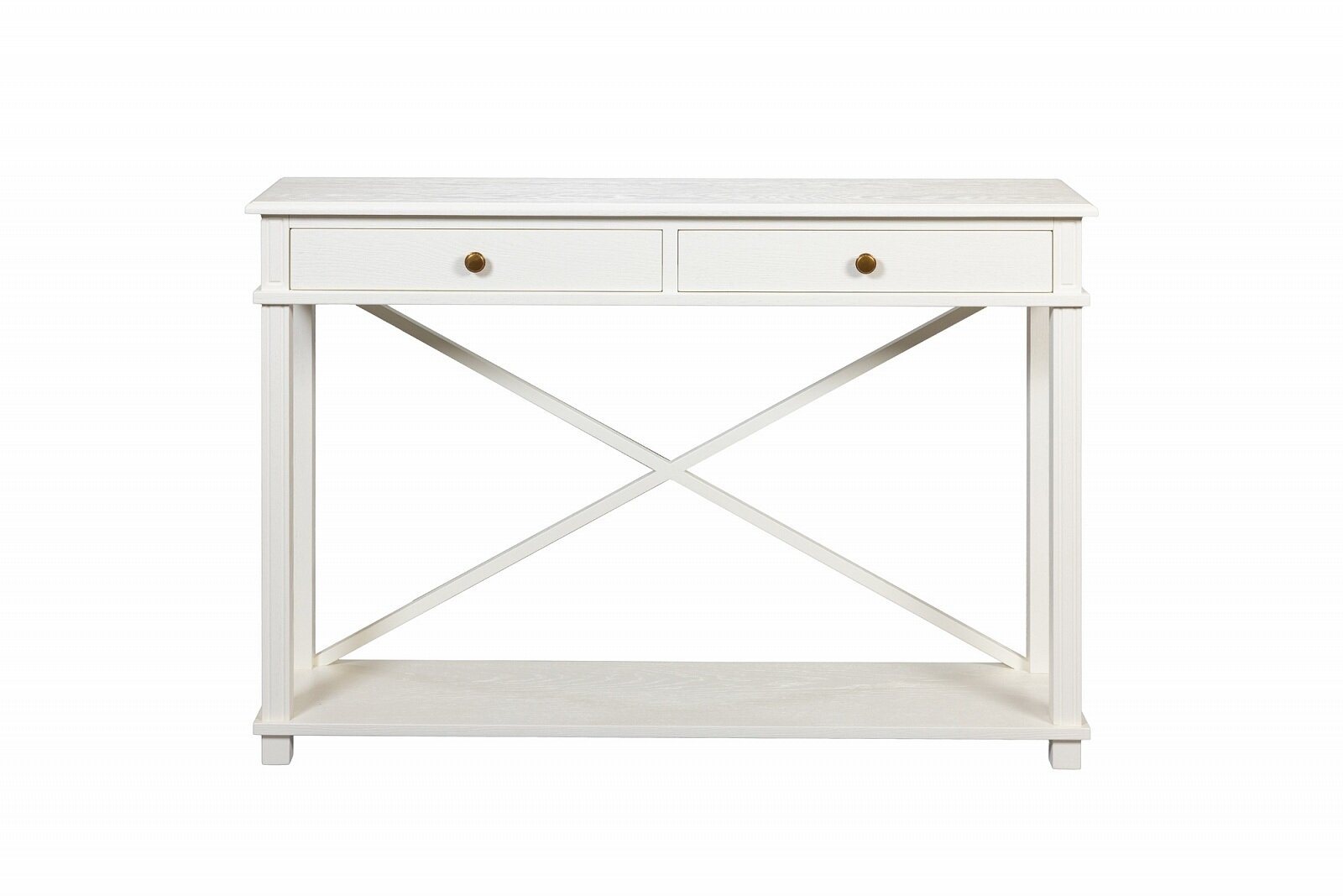Консоль Cross White, шпон дуба, с ящиком, прямоугольная, белая
