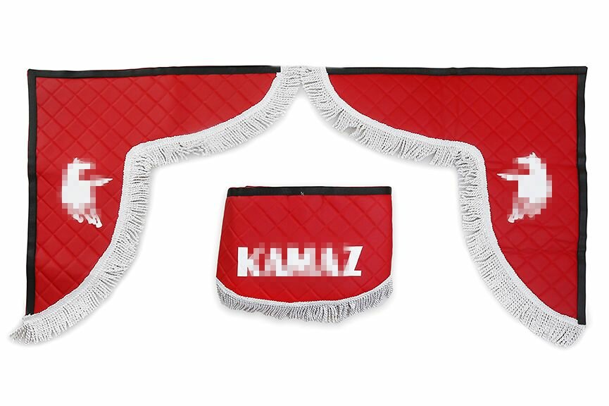 Ламбрекен лобового стекла и угол для КАМАЗ экокожа (красный с серым)