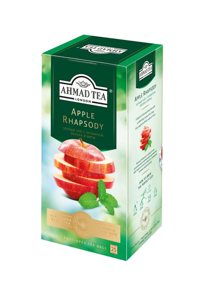 Чай в пакетиках Ахмад AHMAD TEA Эппл Рапсоди, 12 упаковок по 25 пакетиков