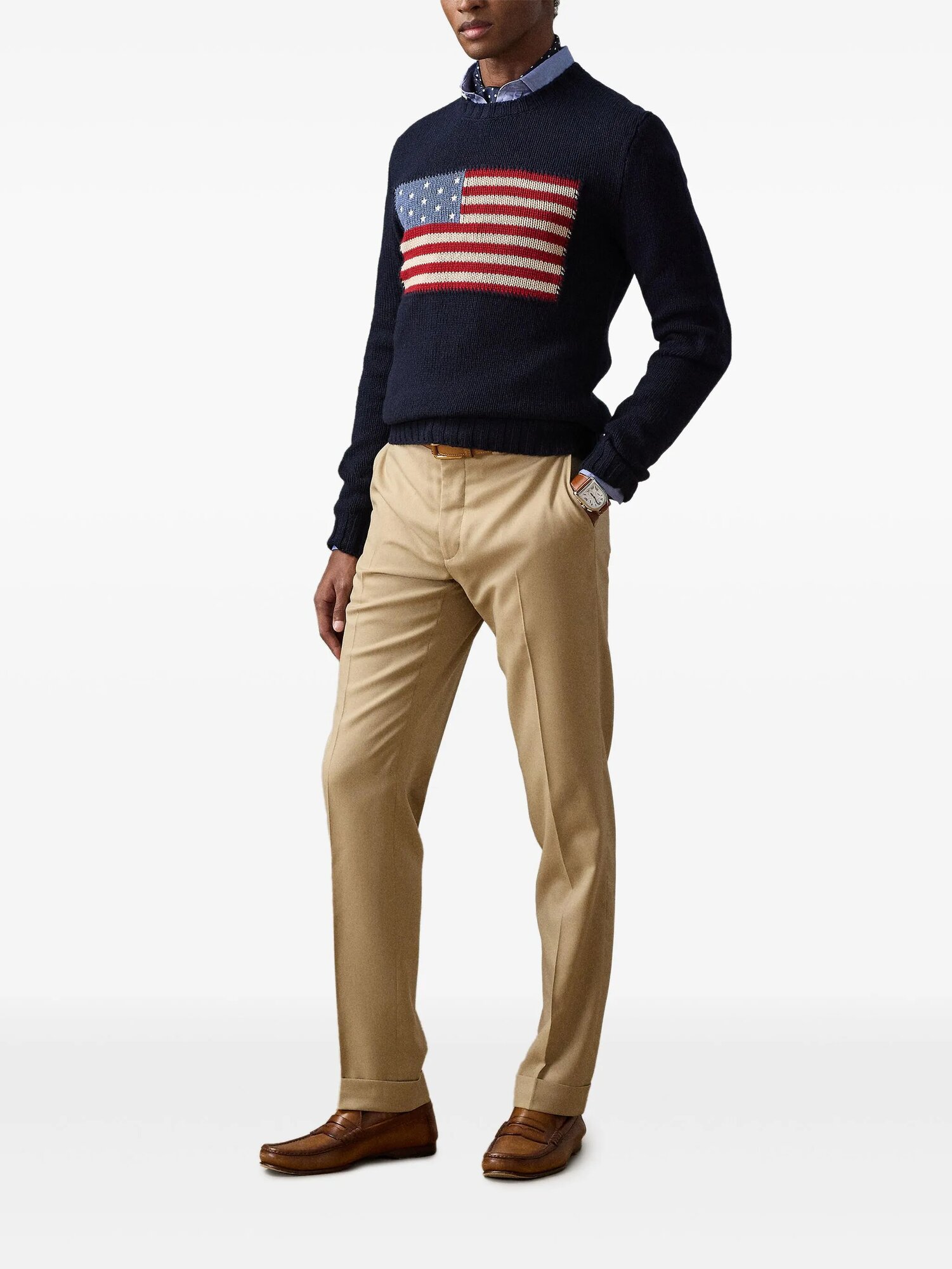 Свитер Ralph Lauren Purple Label Flag, размер 48, , синий — фото 1
