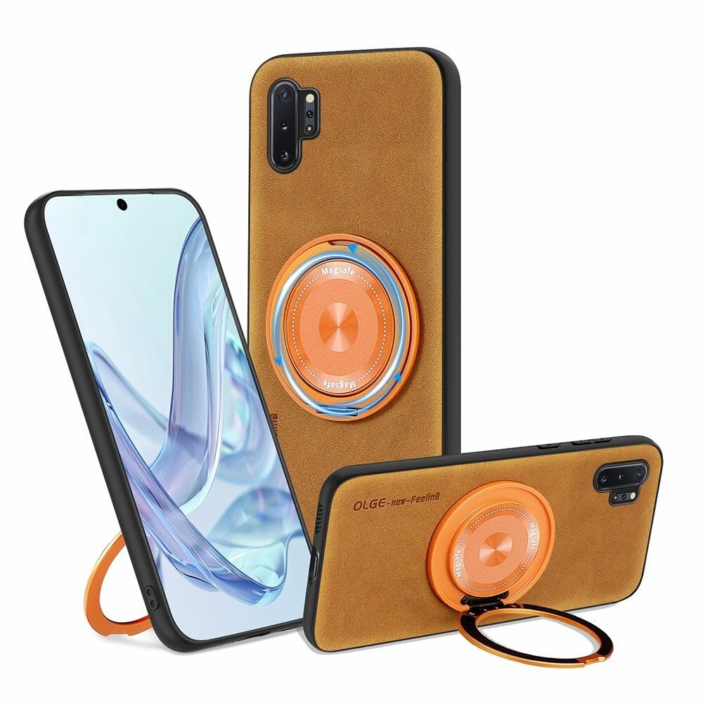 Чехол на Самсунг Галакси Ноут 10+/Ноут 10 Плюс с поддержкой MagSafe/ магсейф для Samsung Galaxy Note 10+ для использования магнитных аксессуаров, противоударный, вращающееся на 360металлическое кольцо