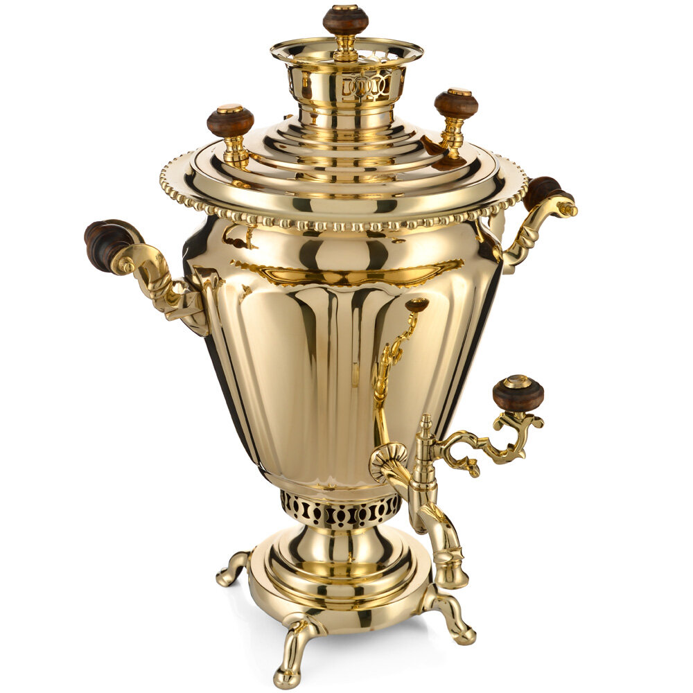 Самовар антикварный на дровах 3,5 литра формы «Рюмка» Н. А. Воронцова, золотой