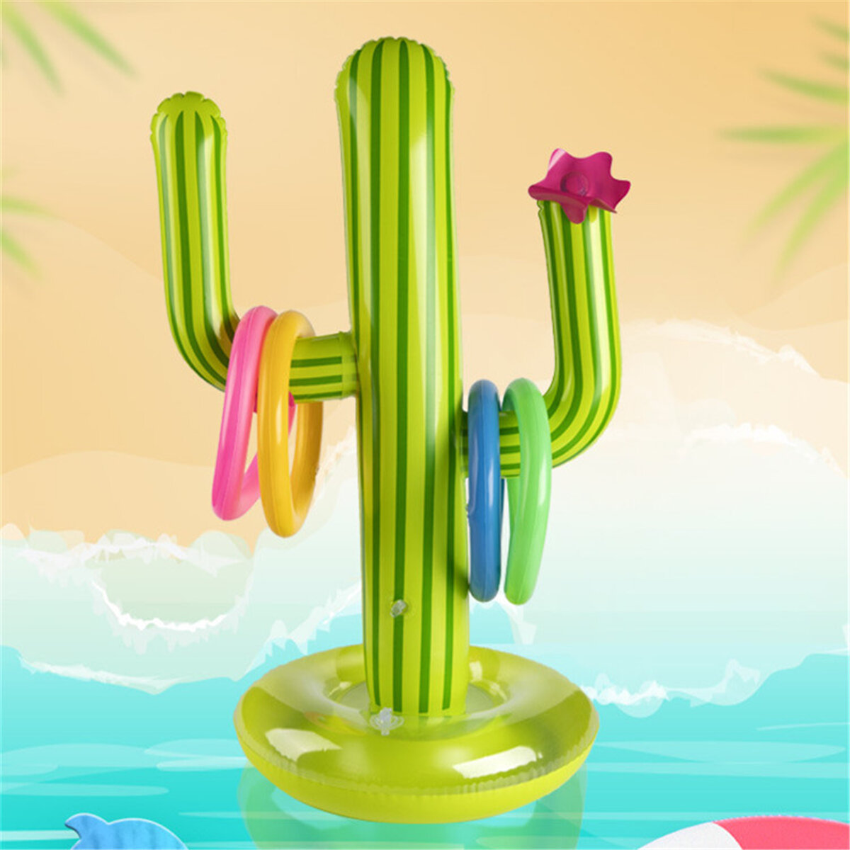 Игровой набор "Надувное кольцо Кактус", для бассейна и игр, пластик