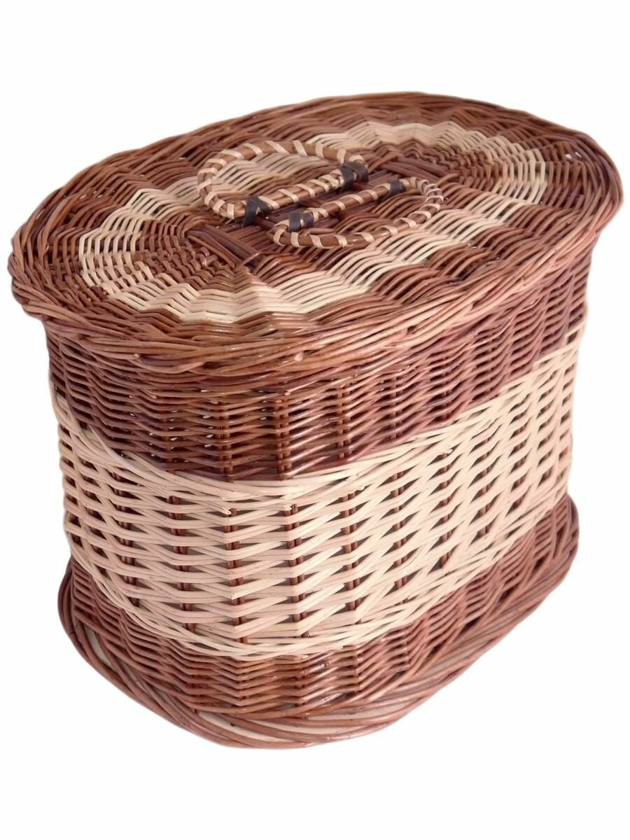 Короб (корзина) плетеный для белья овальный цветной №1, ручное плетение из лозы