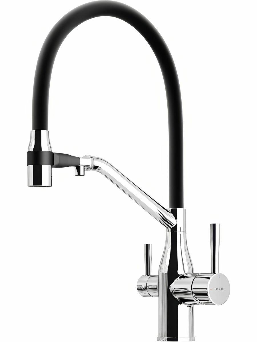 Смеситель SANCOS Orta SC4008CH для кухни, гибкий излив, канал для фильтр. воды, хром