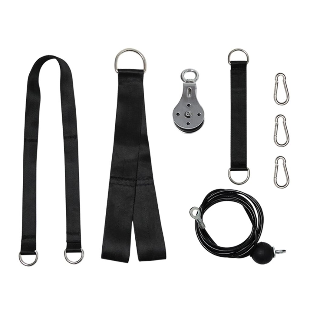 Система кабельных шкивов для фитнеса. Навесные приспособления для тренажеров. Оборудование для фитнеса. Веревочные брусья для упражнений. Крепления для груди.