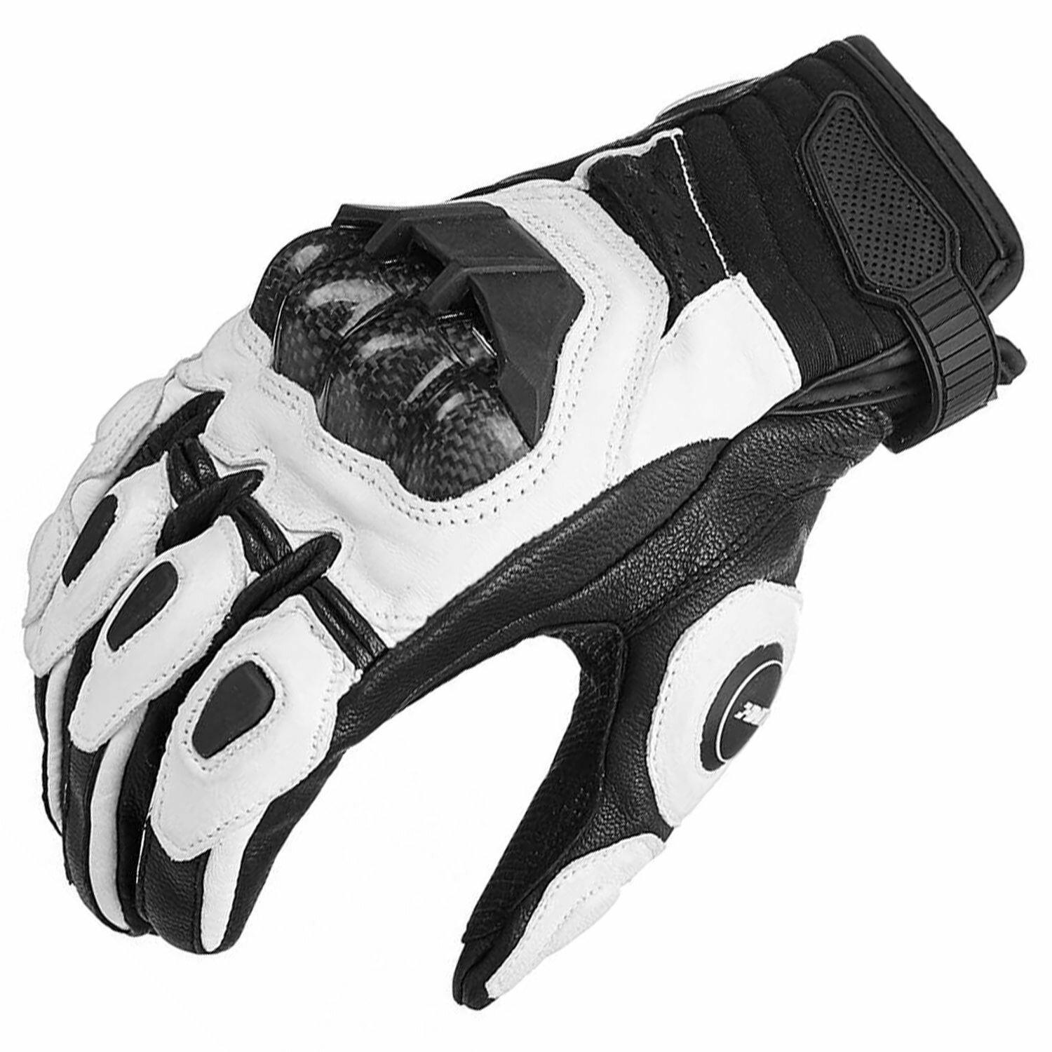 Перчатки для езды на мотоцикле кожаные, с защитными вставками (мотоперчатки)белое, размер L