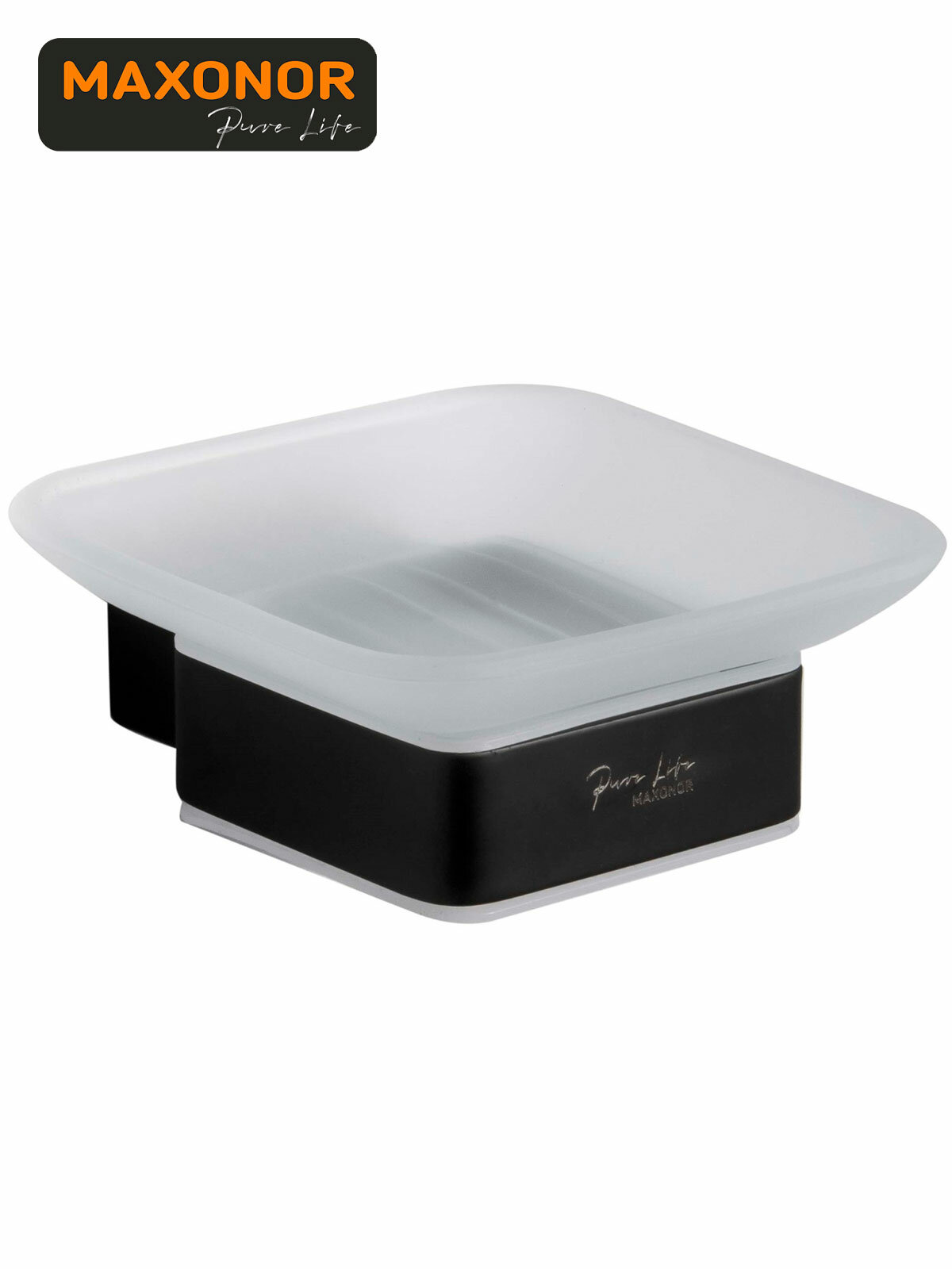 Мыльница стеклянная настенная Maxonor PURE LIFE ALMA PL1802-7 черный матовый