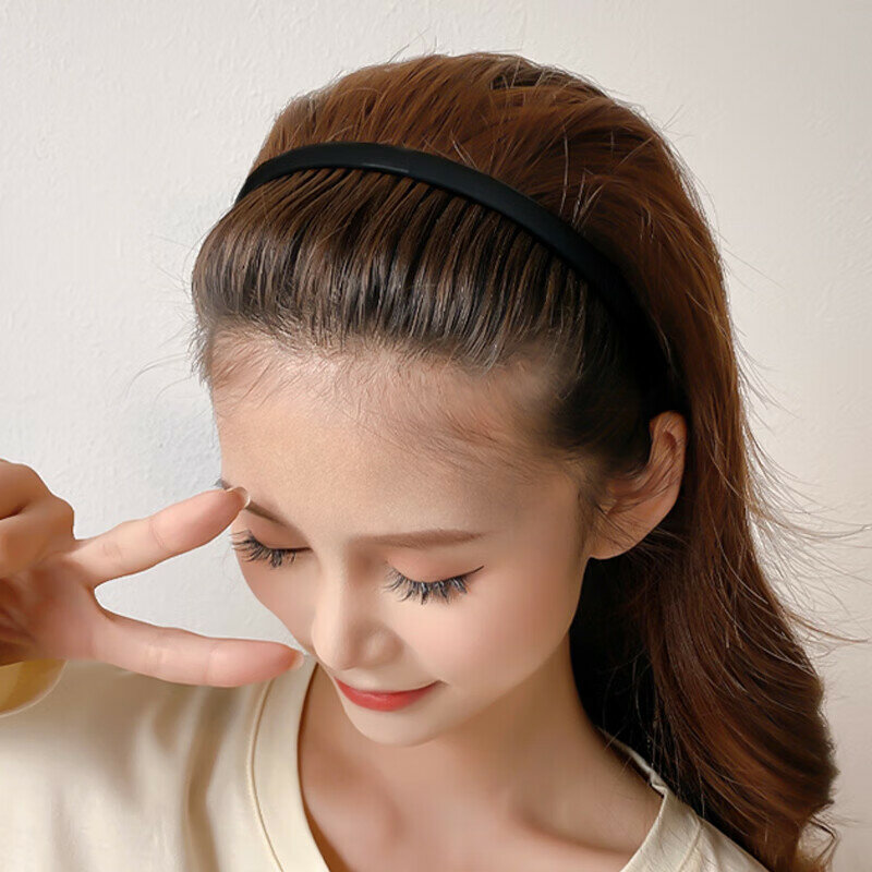 Xiangwan Simple Face Washing Headband for Women, Non-Slip Hairband, Practical Birthday Gift for Outdoor Bathing, One-Tooth Black