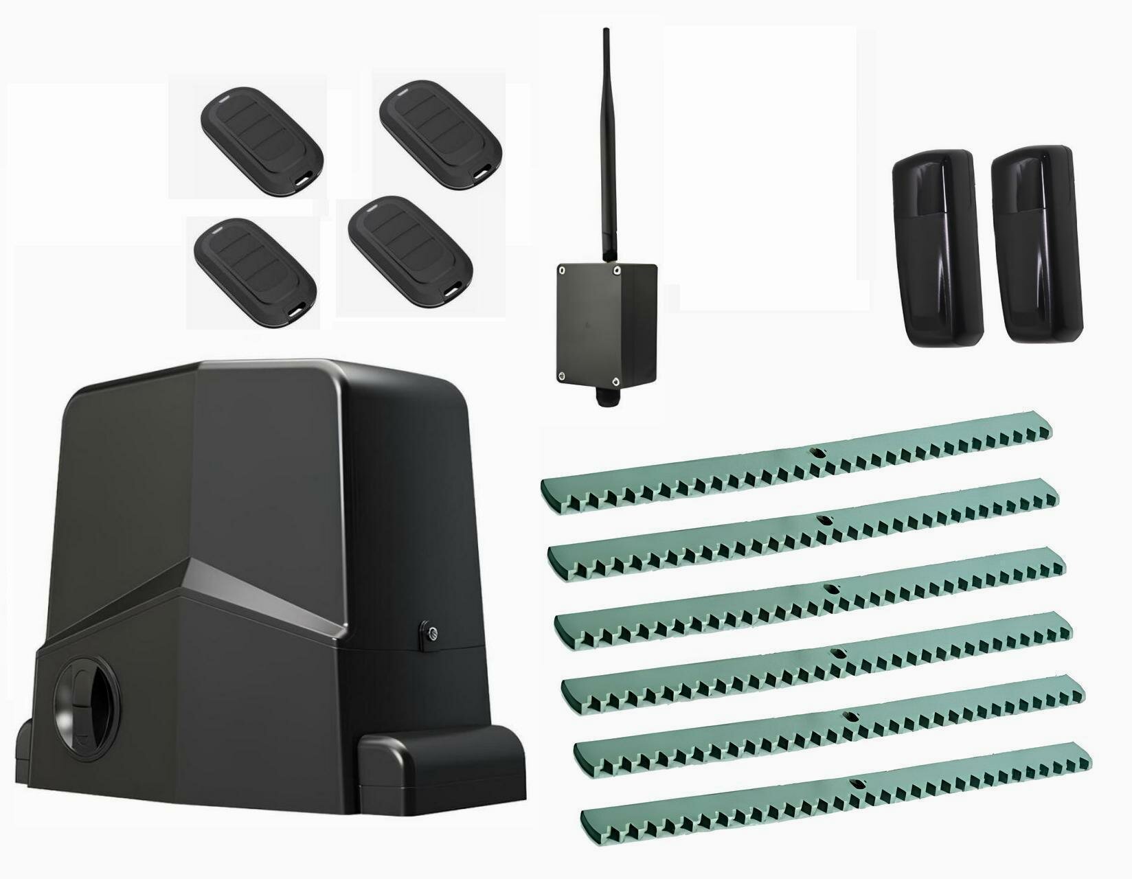 Автоматика для откатных ворот ARW-1000MKIT F6-BT-T4, комплект: привод, фотоэлементы, 4 пульта, 6 реек, Bluetooth-модуль