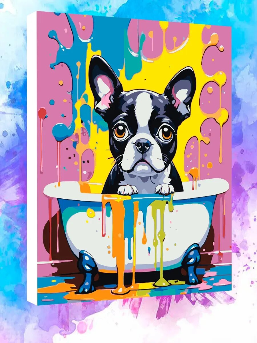 Картина по номерам Французский бульдог Щенок Собака