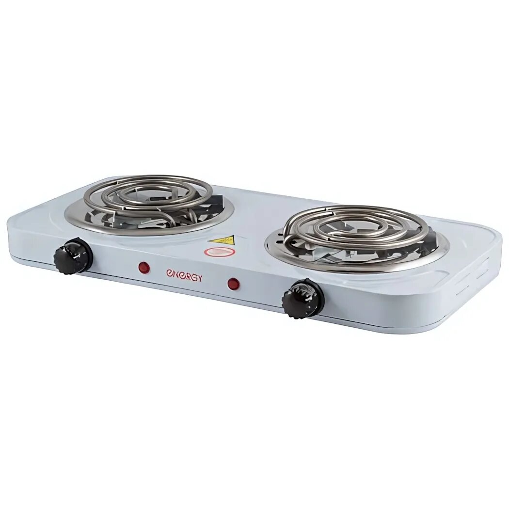 Электроплитка ENERGY EN-904, 2 конфорки по 1000 Вт, белая, защита от перегрева