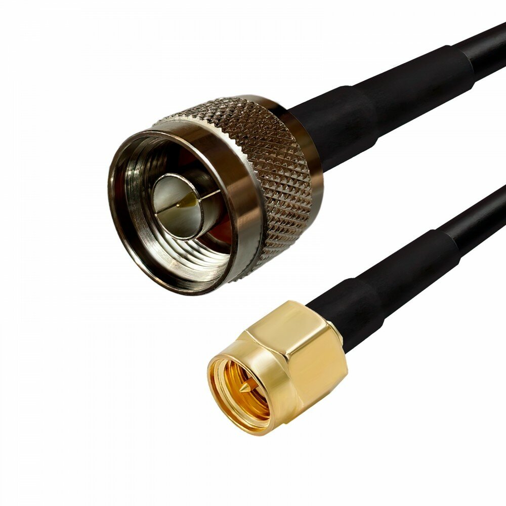 Кабельная сборка N-male - SMA-male 0,1 м. кабель 5D-FB CU (медь, черный)