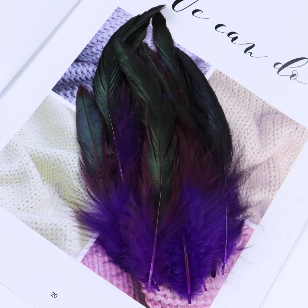 Петушиные перья для рукоделия 50 шт. 5-7 дюймов Фиолетовый, Purple