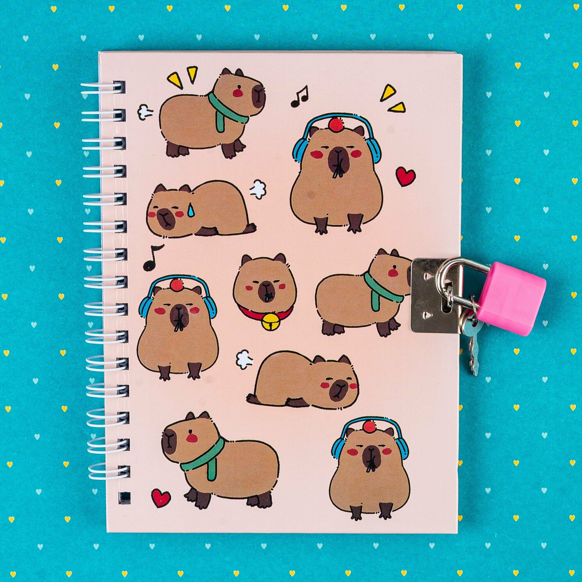 Basir GK-6684 Блокнот + замочек: Капибара, 40 л; 13х18 см (в наушниках)