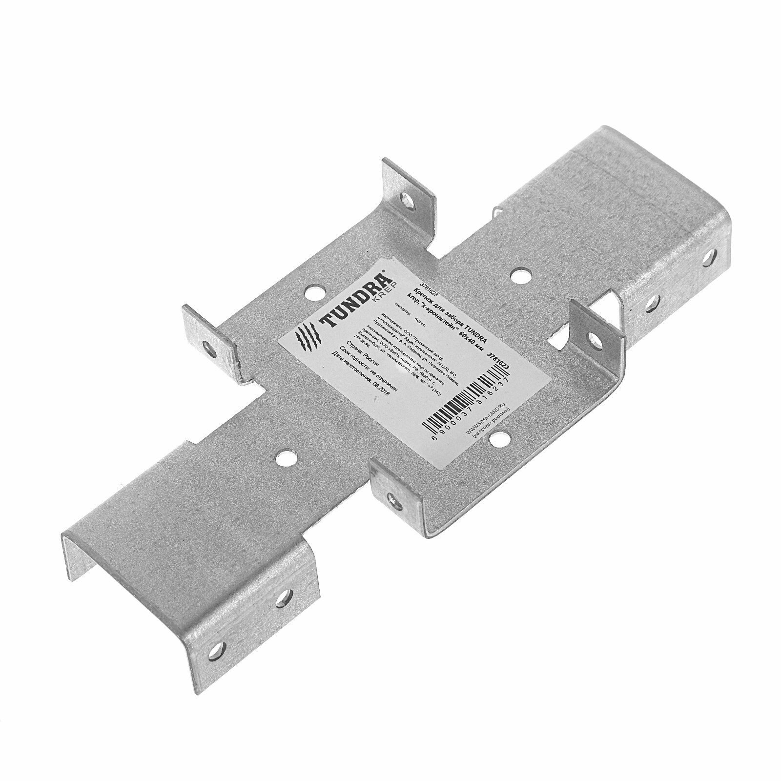 Крепеж для забора Тундра Krep, оцинкованный, серый, 60x40 мм