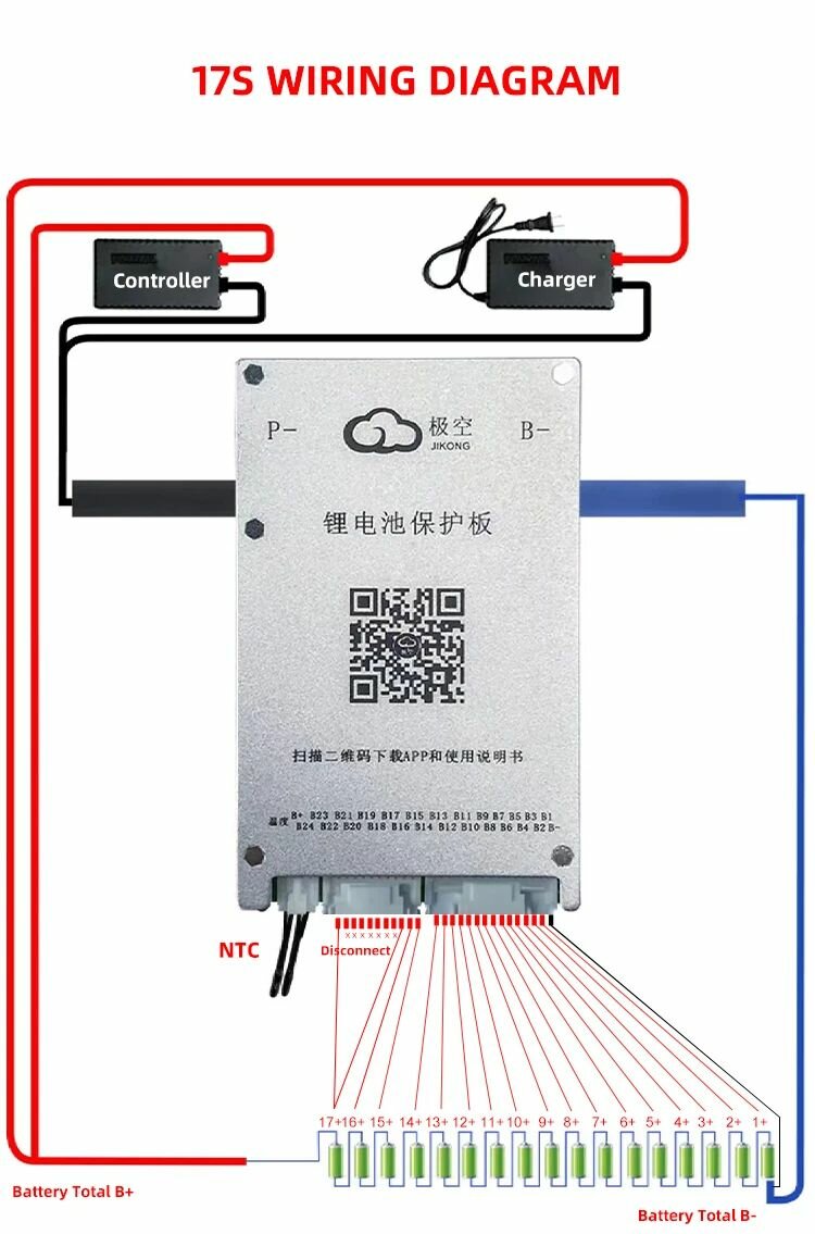 JIKONG BMS JK-BD4A17S4P 8S-17S 40A батареи Smart Active BMS Balance 8S 17S ток 0.4A