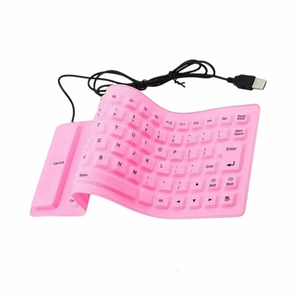 Гибкая силиконовая клавиатура 85 клавиш USB, Розовый